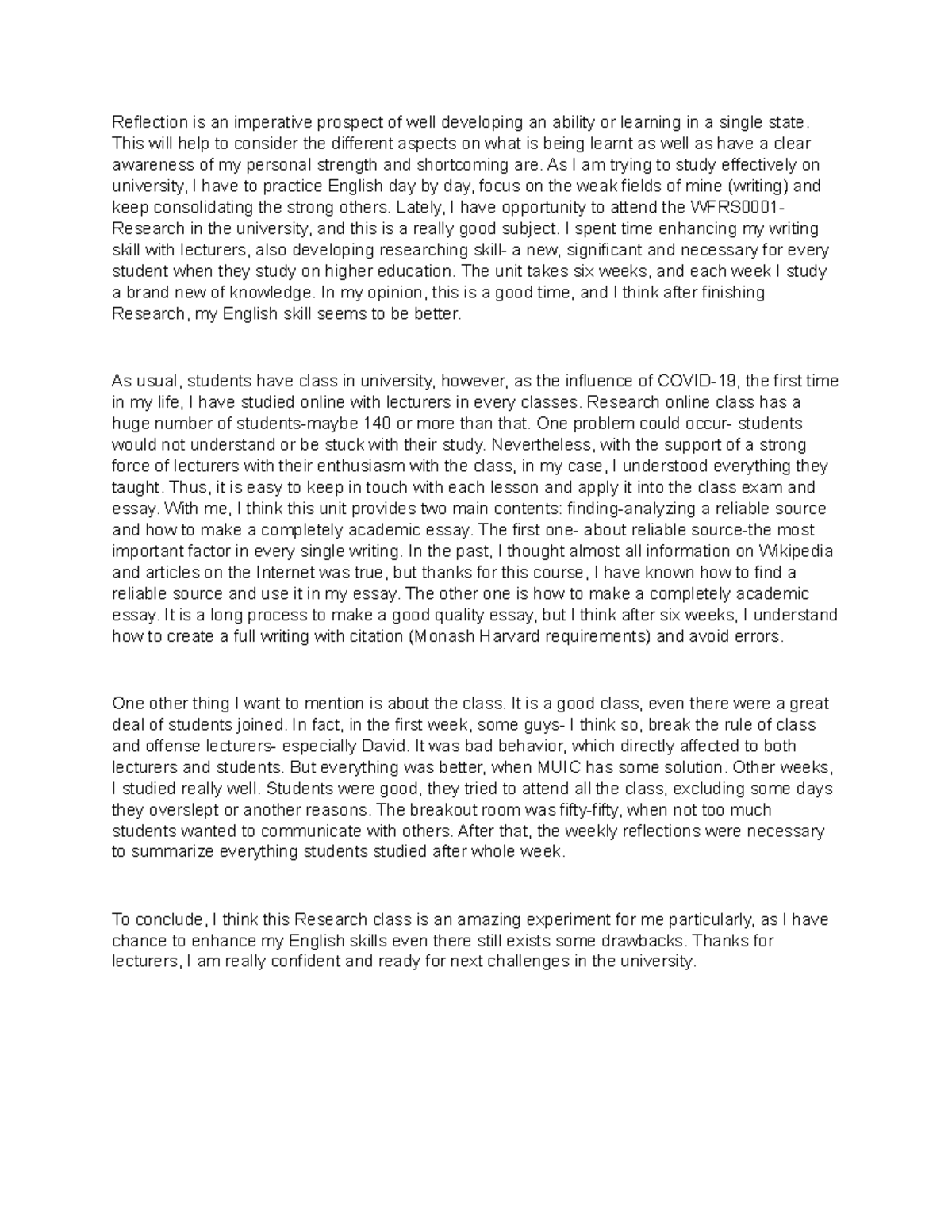 Research reflection essay - Reflection is an imperative prospect of ...