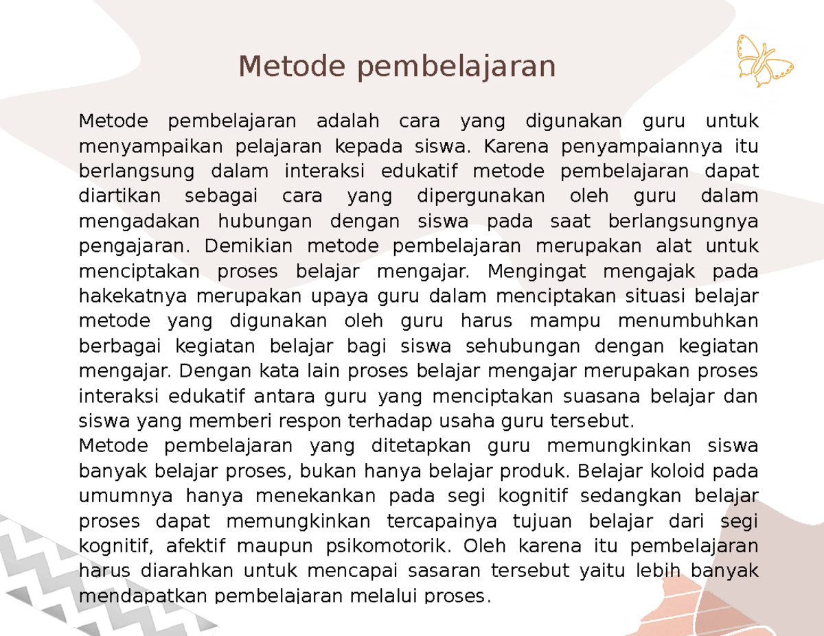 Metode pembelajaran - strategi belajar mengajar - Metode pembelajaran ...
