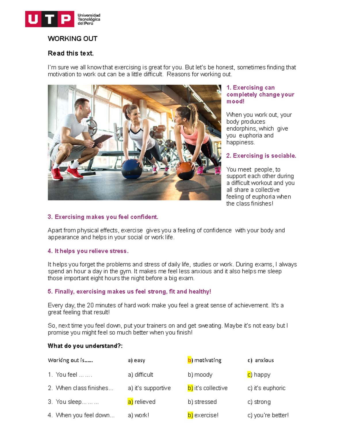 Week 6 - Working OUT-1 - yes yes - WORKING OUT Read this text. I’m sure ...