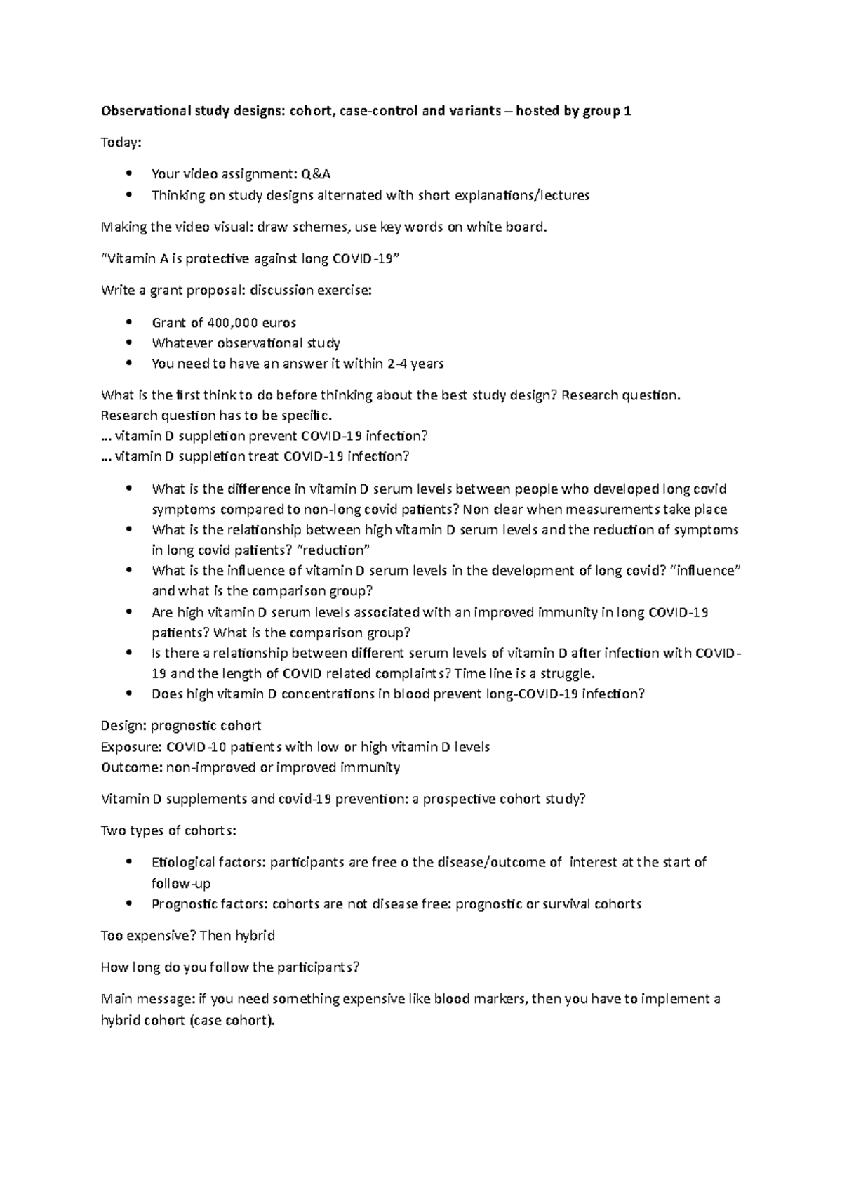L1 observational study designs cohort, case-control and variants ...