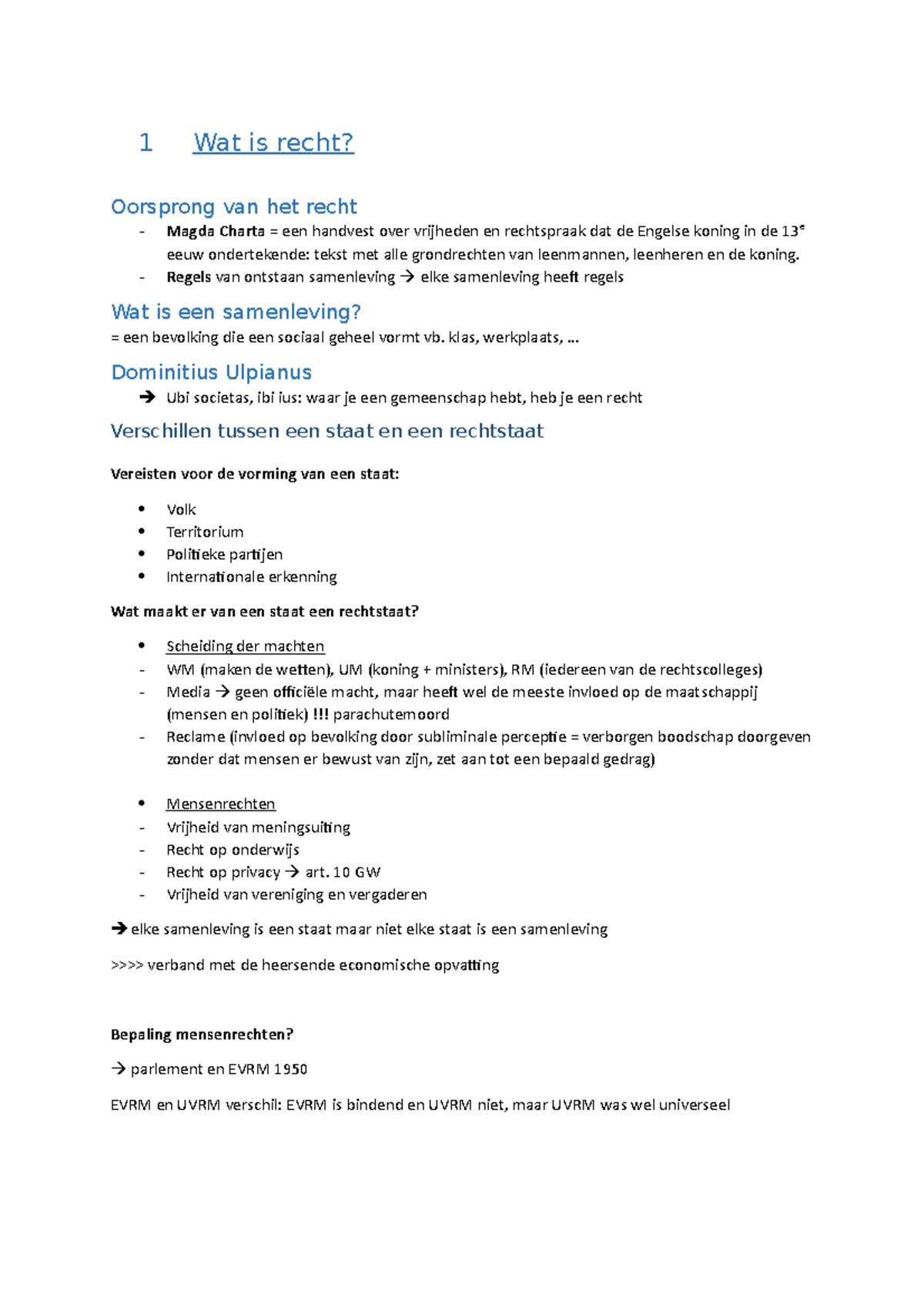 Wat is recht - niet volledig - 1 Wat is recht? Oorsprong van het recht ...