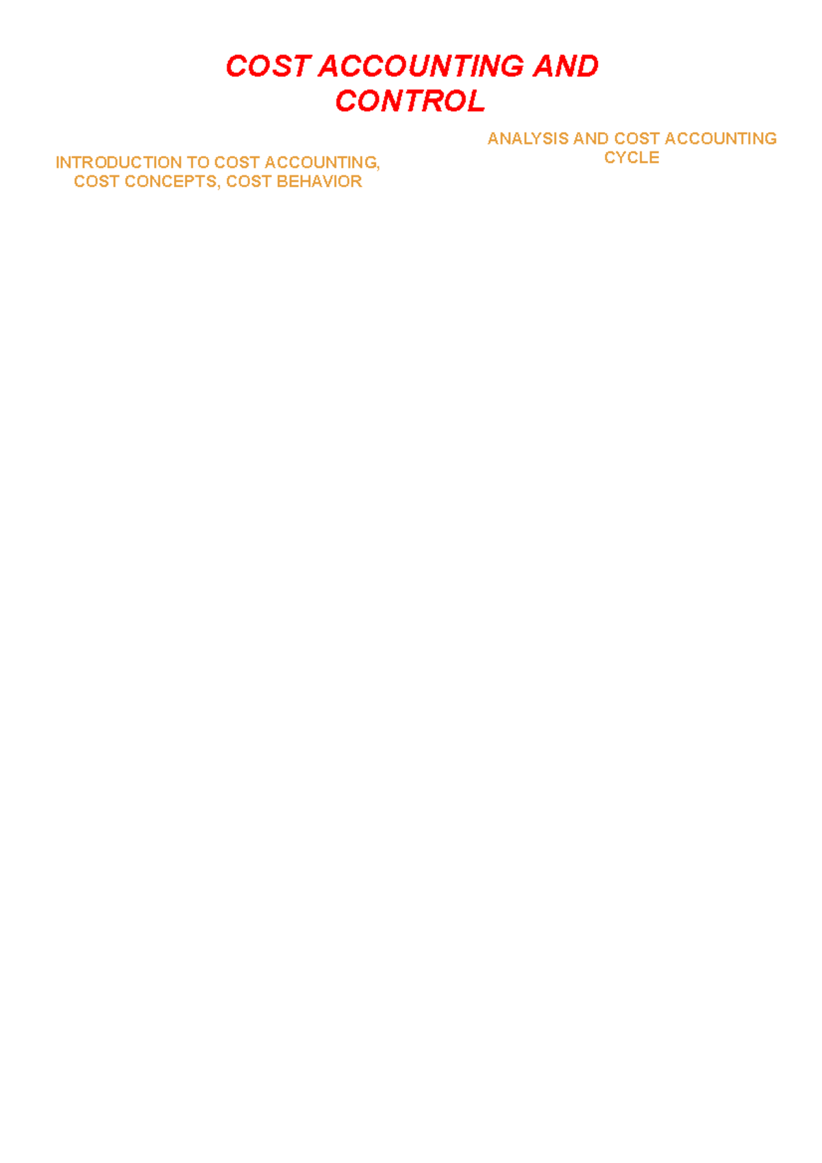 Cost Accounting and Control Notes - COST ACCOUNTING AND CONTROL ...