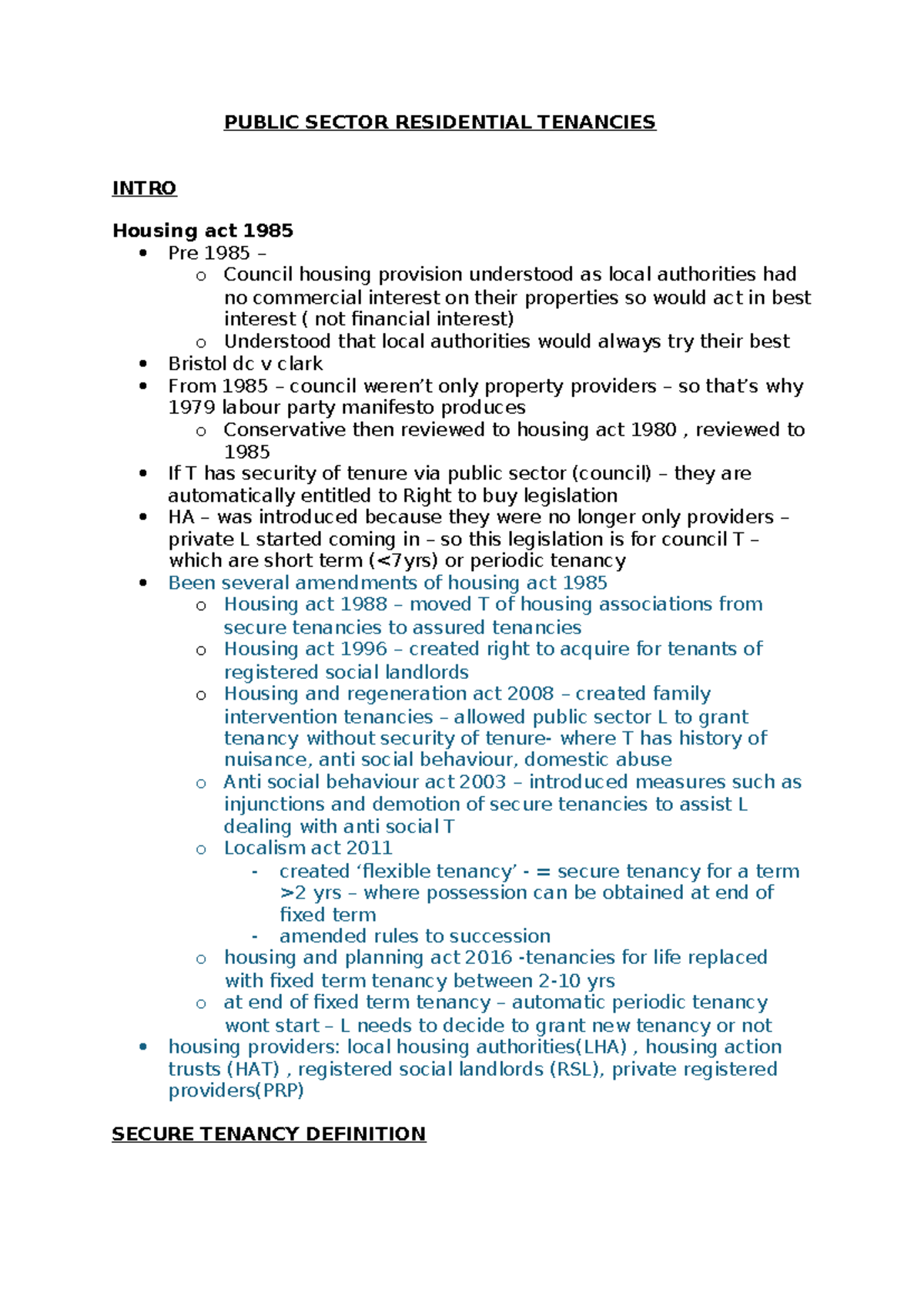 Public residential tenancy lecture notes - PUBLIC SECTOR RESIDENTIAL ...