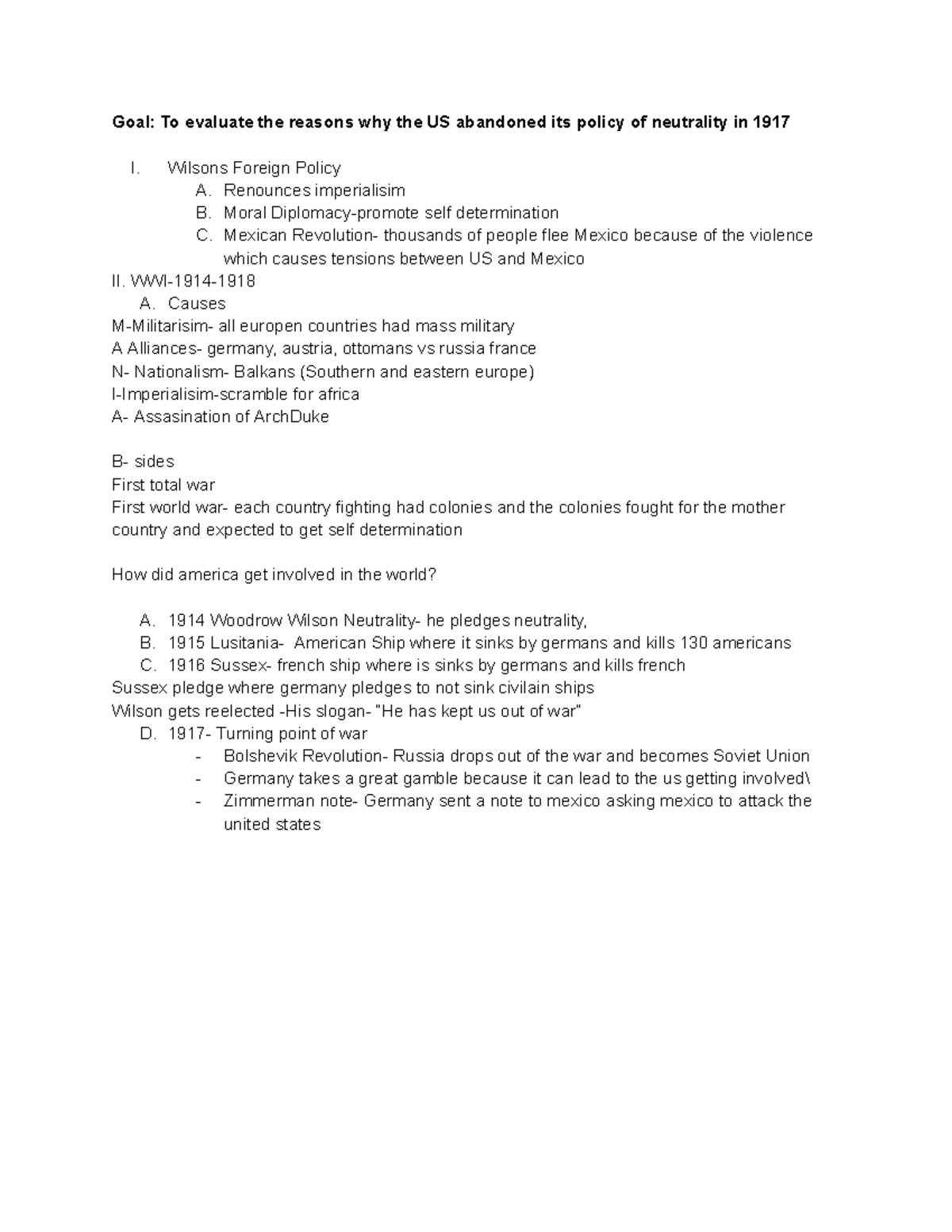 Apush Notes - Goal: To evaluate the reasons why the US abandoned its ...