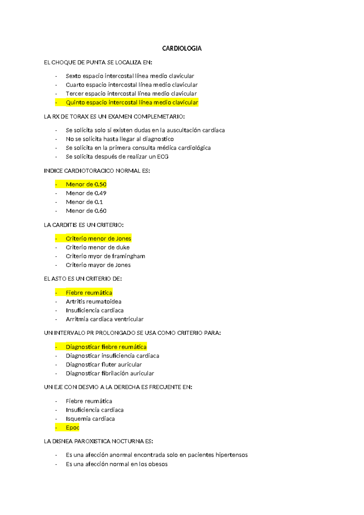 Cardiologia - CARDIOLOGIA EL CHOQUE DE PUNTA SE LOCALIZA EN: Sexto ...
