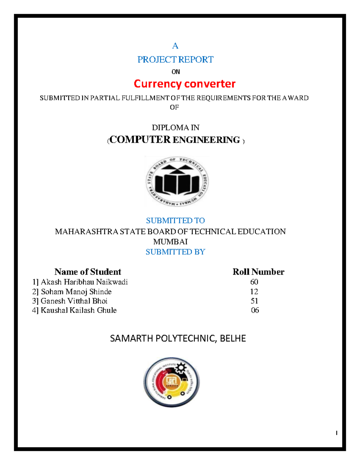 Akash JAVA1 - Java - ####### A ####### PROJECT REPORT ON Currency converter SUBMITTED IN PARTIAL ...