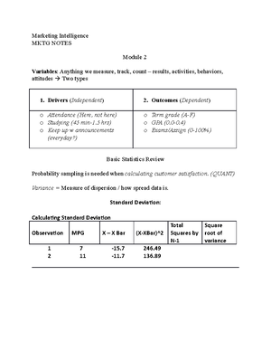 MKTG Module 9 Notes - Marketing Intelligence MKTG 4682 Module 9 Notes ...