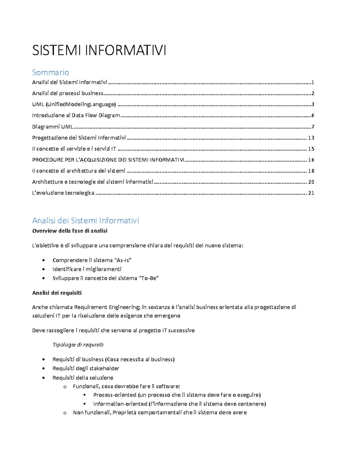 Sistemi Informativi parte 2 - SISTEMI INFORMATIVI Sommario Analisi dei ...