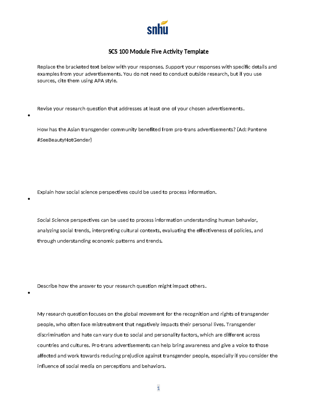 SCS 100 Module Five Activity Template completed - SCS 100 Module Five Activity Template Replace ...