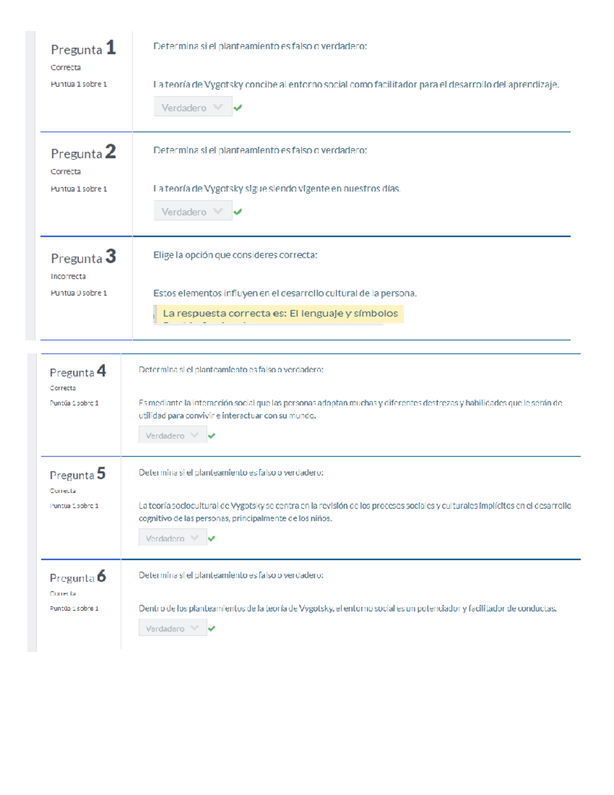 Reto 4. Cuestionario El enfoque de Vigotsky - Teorías del Aprendizaje - Studocu