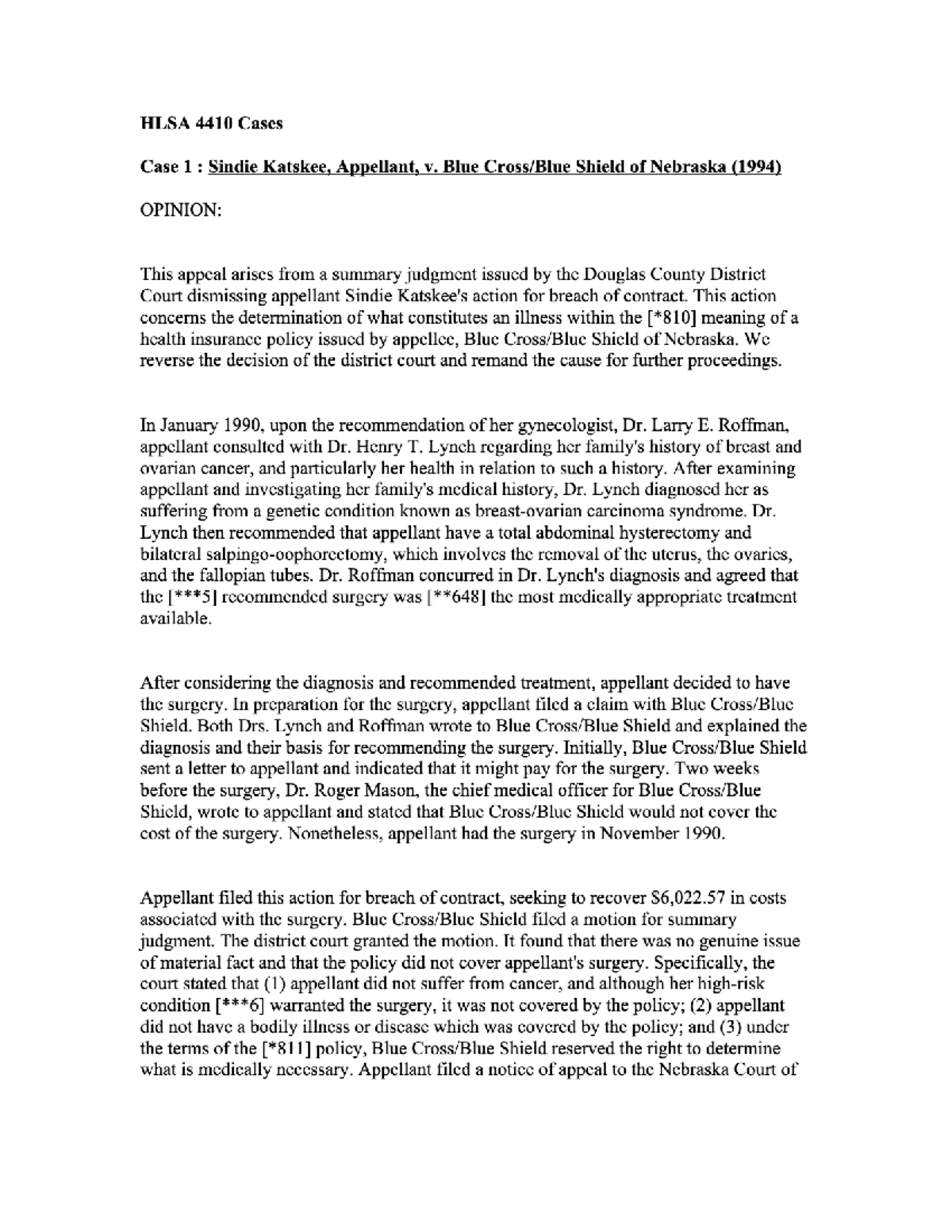 Katskee v. Blue Cross Blue Shield case - MGMT 4110 - Studocu