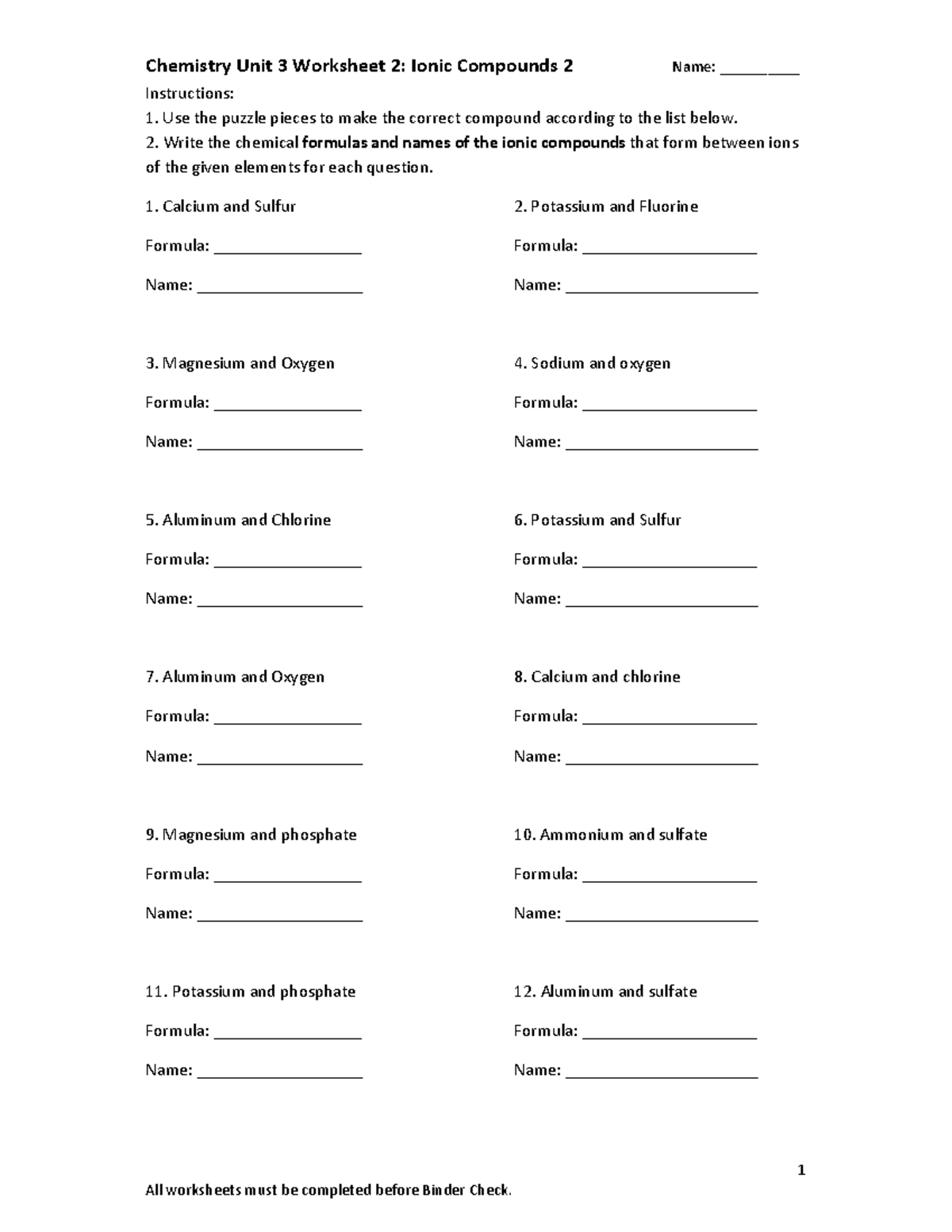 Chemistry unit 3 worksheet 2 ionic compounds 2 2019 2020 - Chemistry ...