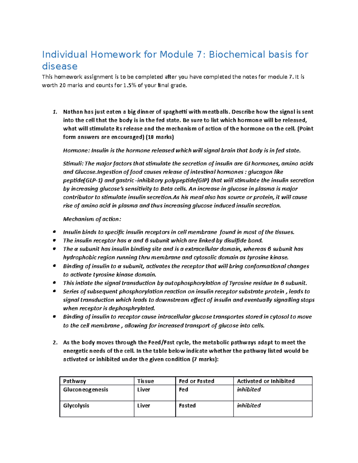 BCHM 270 W23 Module 7 Homework - Individual Homework for Module 7: Biochemical basis for disease ...