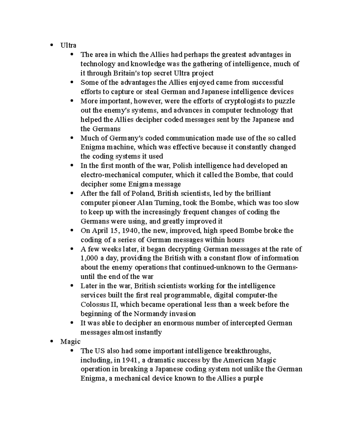 America in World War pt 2 - Ultra The area in which the Allies had ...