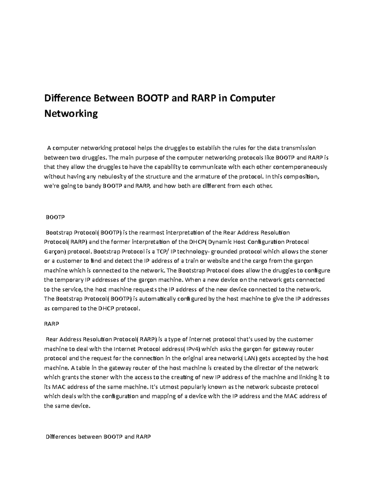 Difference Between Bootp And Rarp In Computer Networking Difference Between Bootp And Rarp In