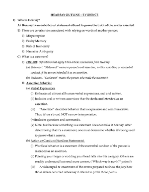 Evidence Outline - Evidence Outlines 12- Procedural v. Substantive ...