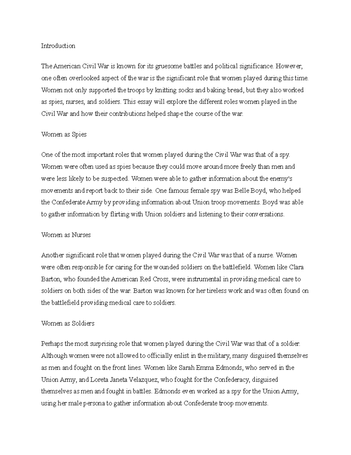 Title The Role of Women in the Civil War - Introduction The American ...