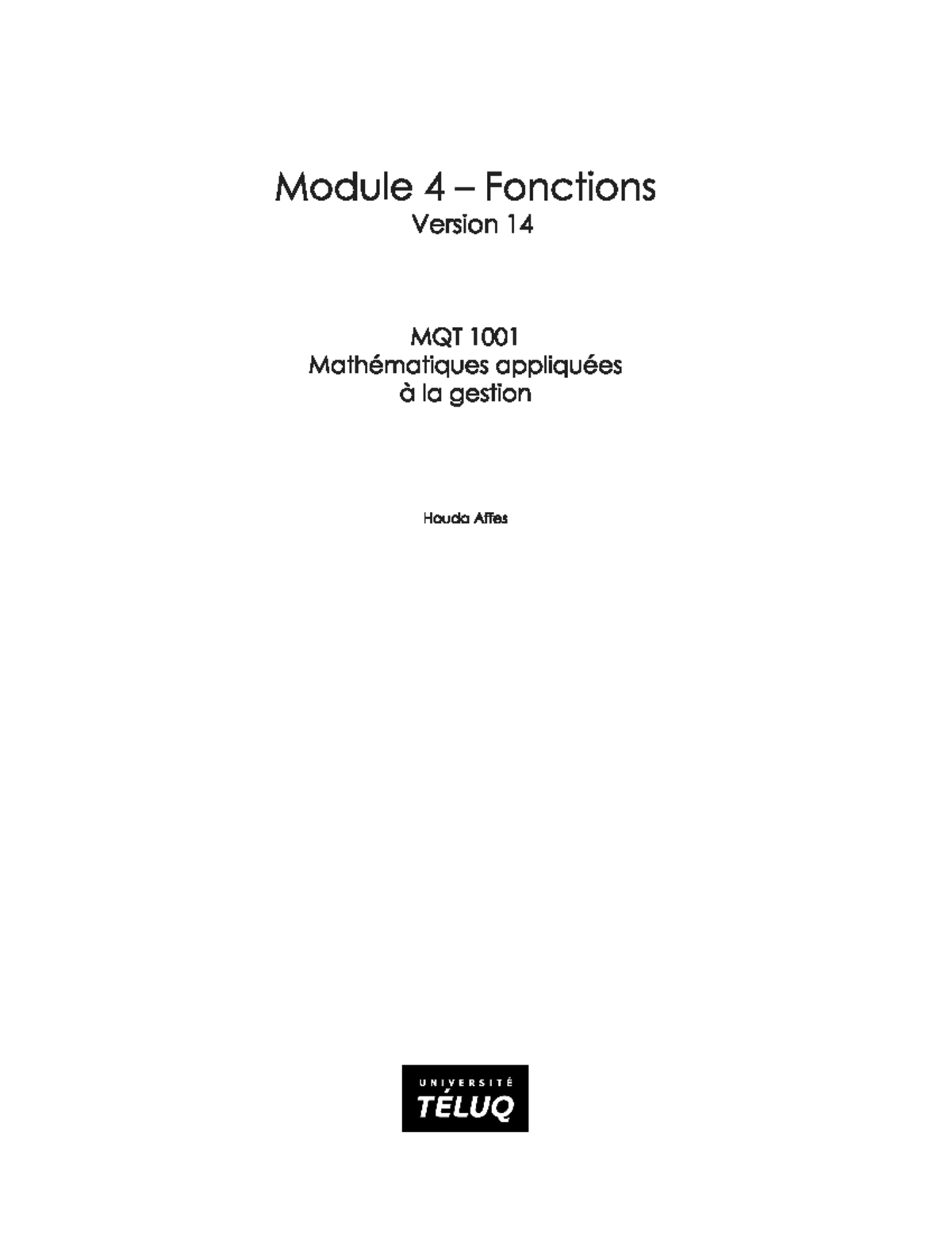 Cours Module 4 Fonctions - Module 4 Fonctions Version 14 MQT 1001 ...