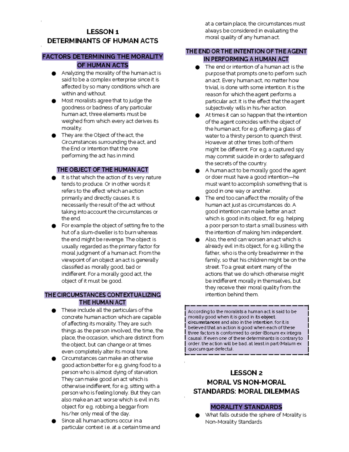 M Ethics - Midterm Lecture - LESSON 1 DETERMINANTS OF HUMAN ACTS ...