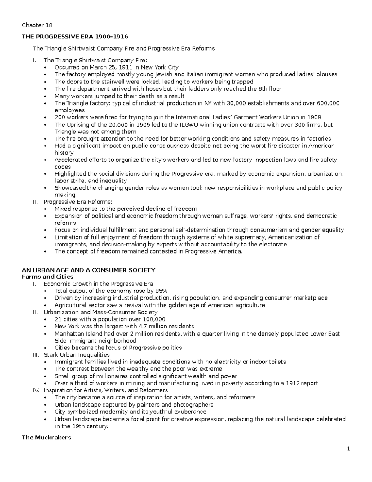 Chapter 18 US History - Chapter 18 THE PROGRESSIVE ERA 1900– The ...