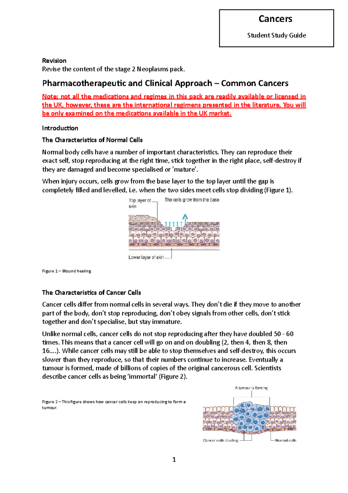 HOW CANCER WORKS AND TREATMENT - Revision Revise the content of the ...