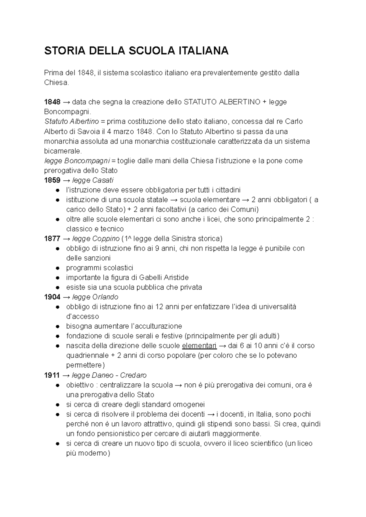 Storia della scuola - Riassunto del libro - STORIA DELLA SCUOLA ...