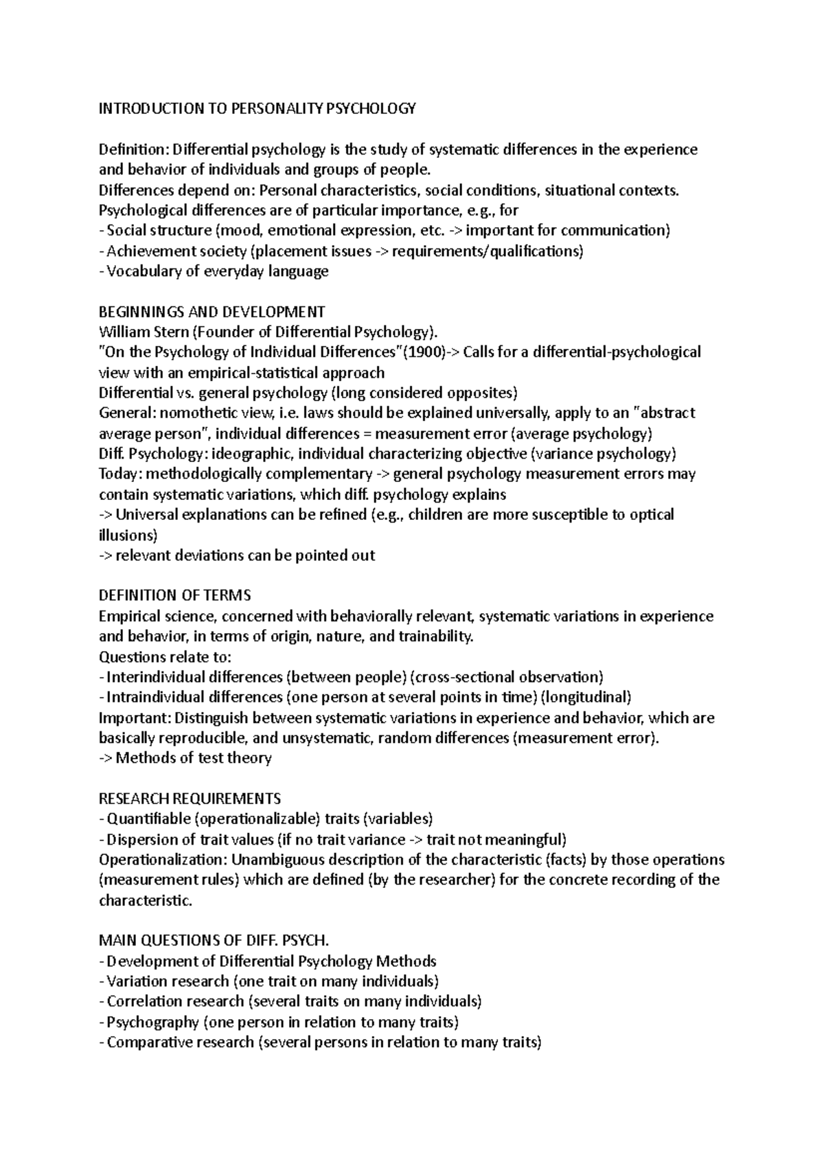 Introduction TO Personality Psychology - INTRODUCTION TO PERSONALITY ...