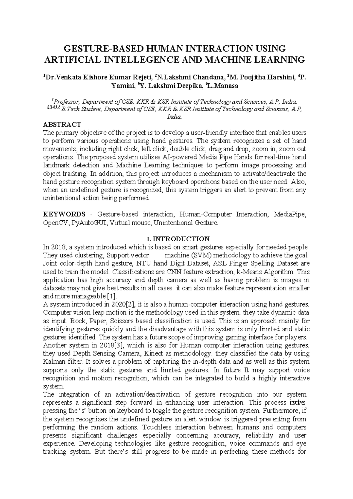 B 1 Gesture Based Human Interaction Using Ai And Ml Gesture Based Human