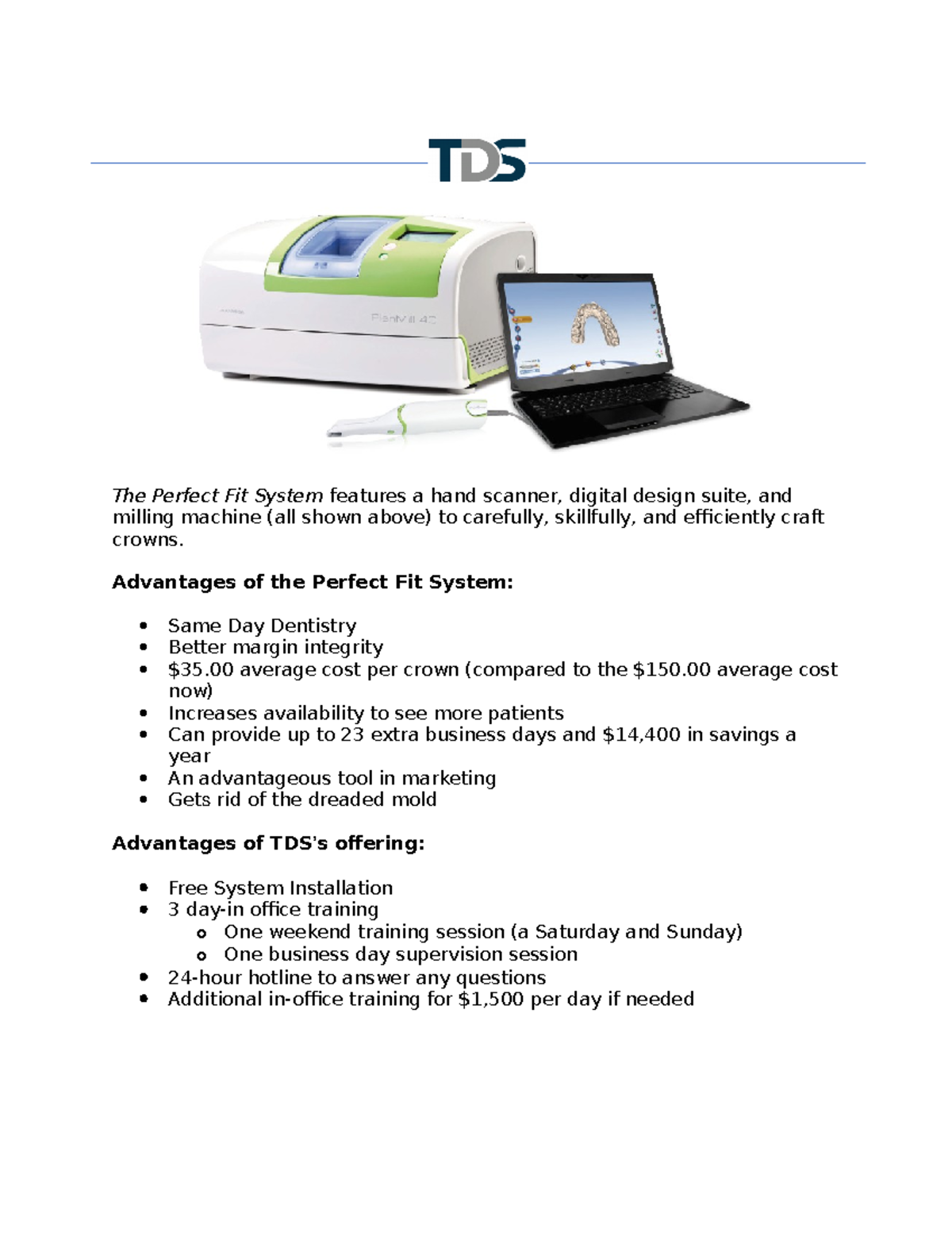 Customized Sales Aid #1 - The Perfect Fit System features a hand ...