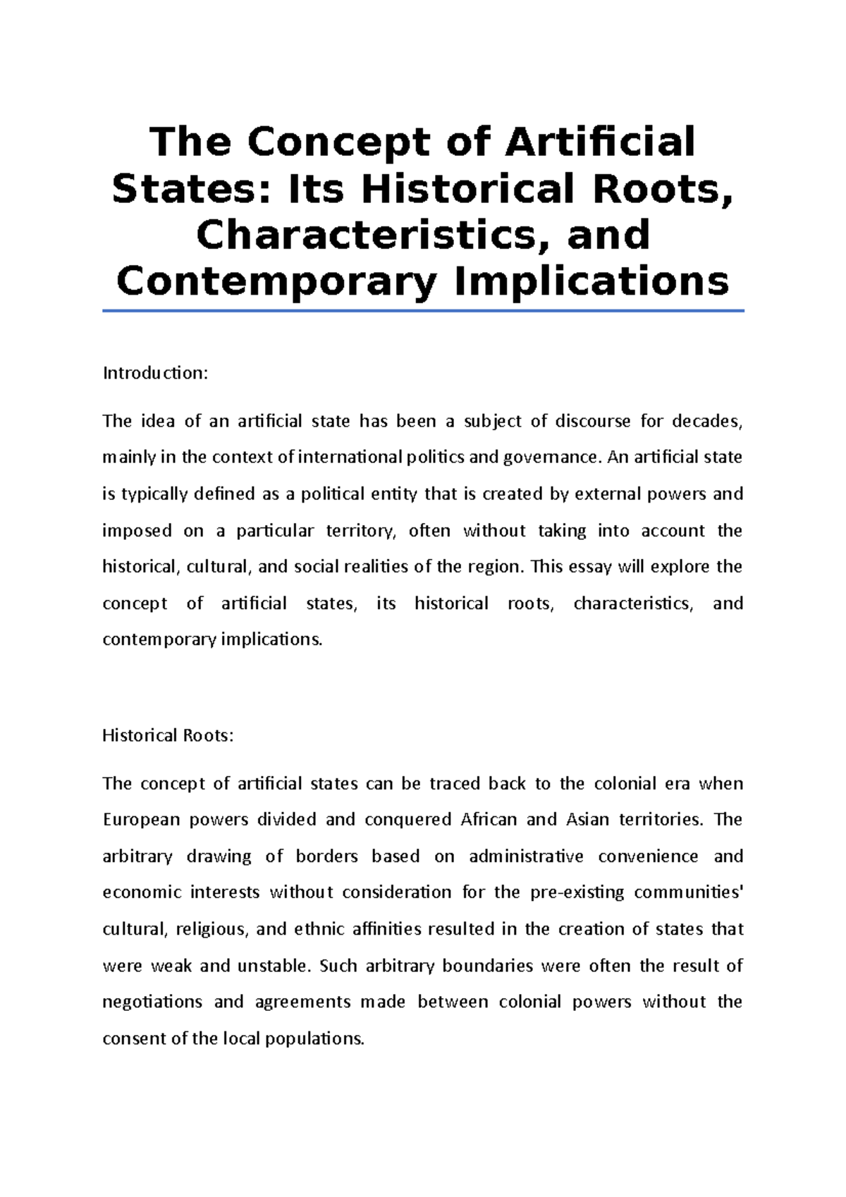 The Concept of Artificial States, Its Historical Roots, Characteristics ...