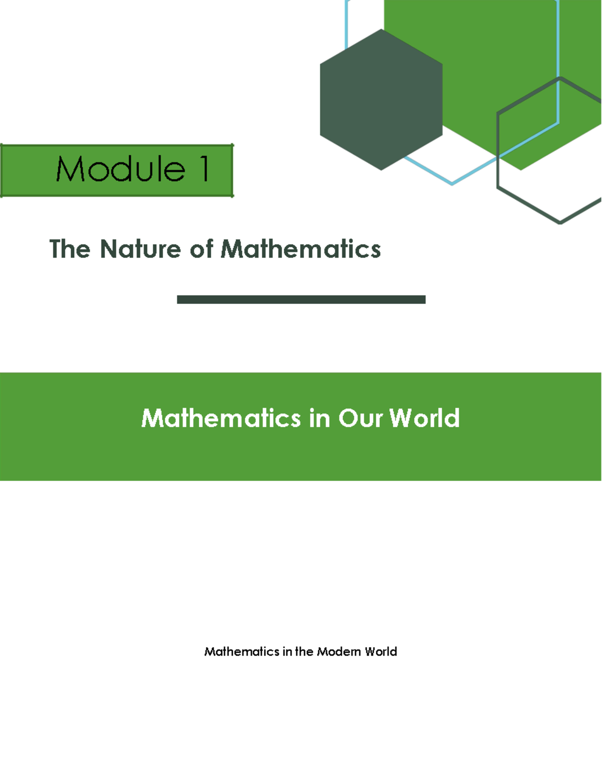 Lesson 1 - History of Math and Mathematics in Nature - Module 1 The ...