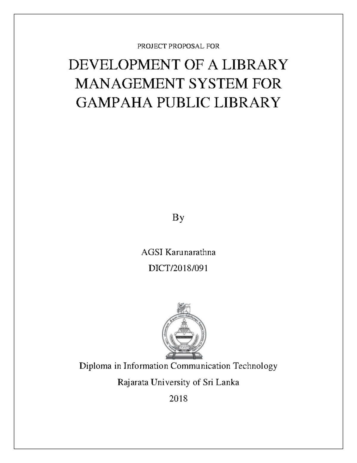 Proposal final withcover - PROJECT PROPOSAL FOR DEVELOPMENT OF A ...