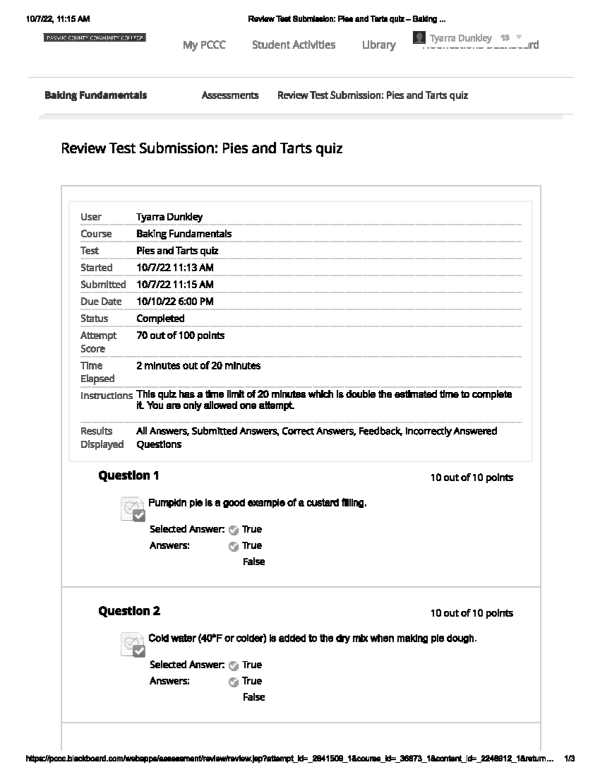 Tarts test - BB test - PA 114 - Studocu