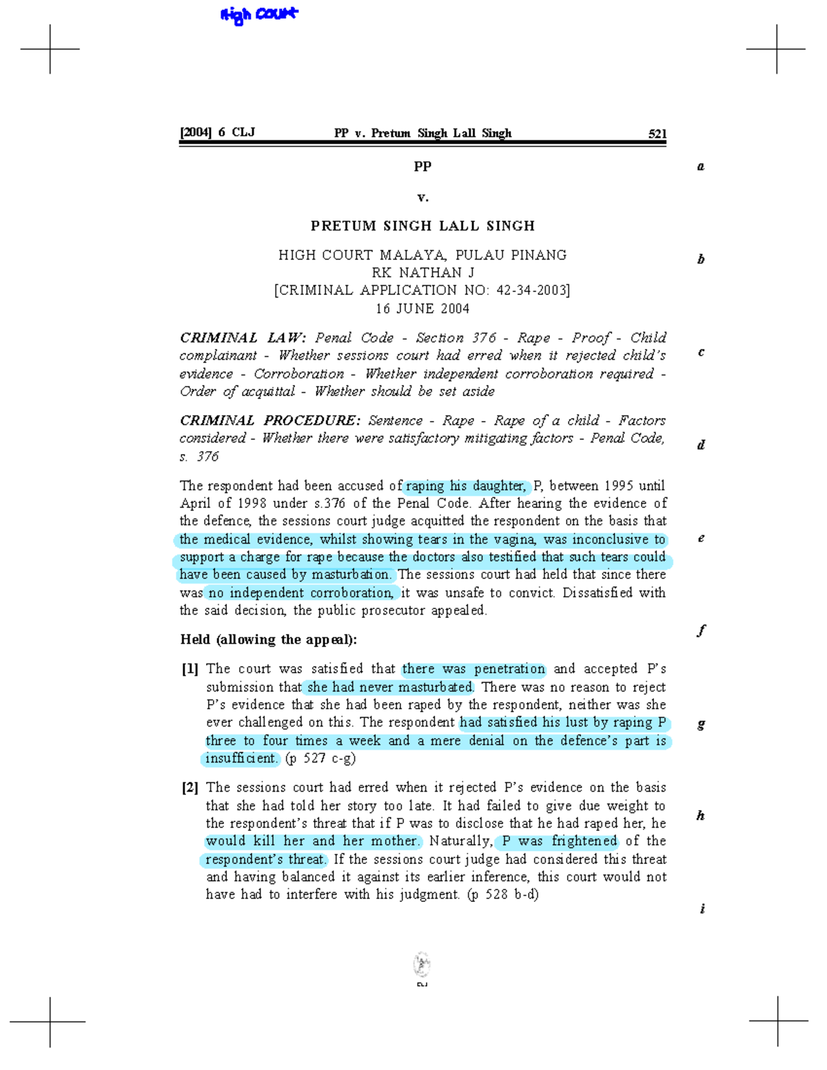 PP v Pretum Singh Lall Singh - a b c d e f g h i [2004] 6 CLJ 521 PP v ...