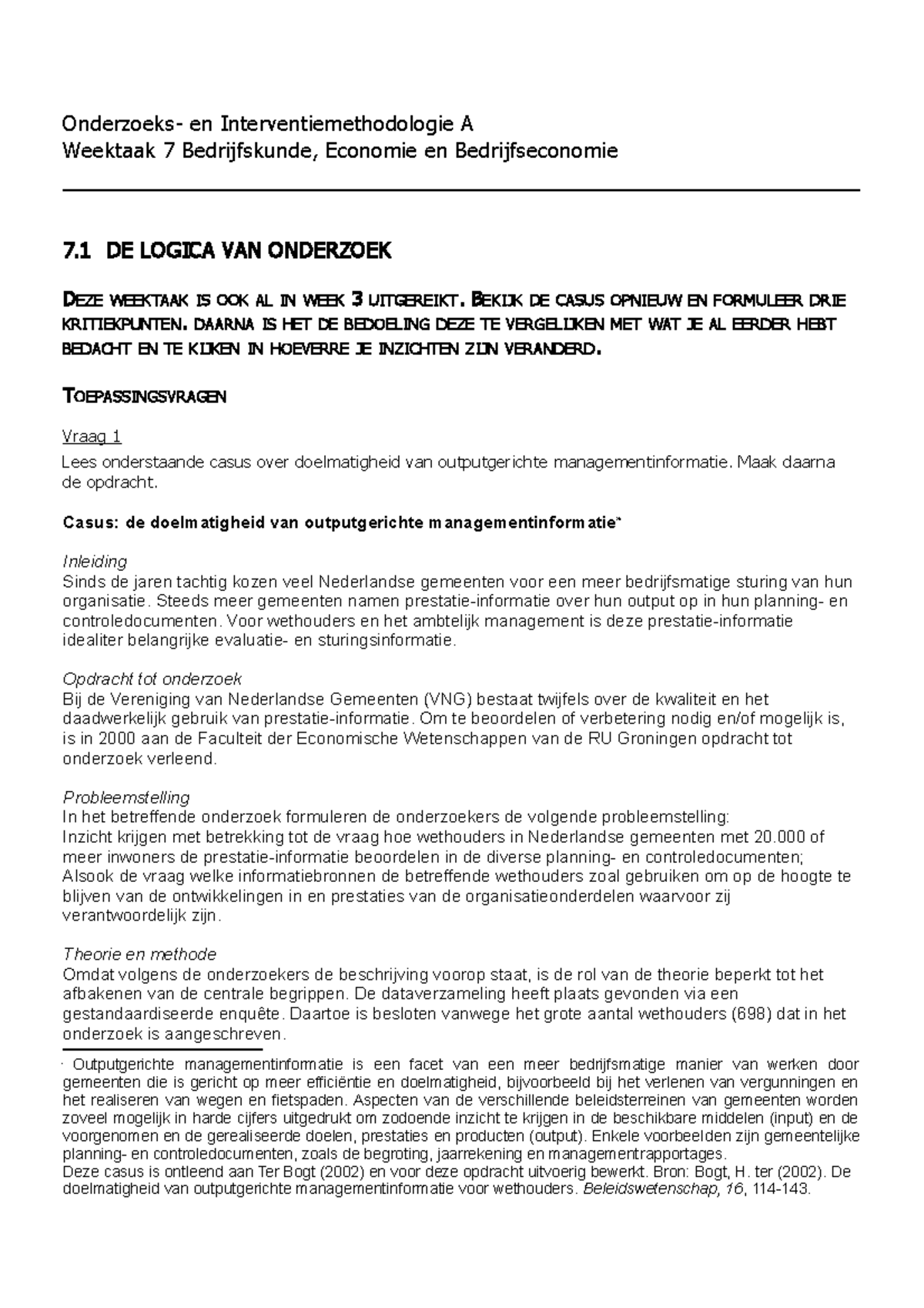 Weektaak 7 - en Interventiemethodologie A Weektaak 7 Bedrijfskunde ...
