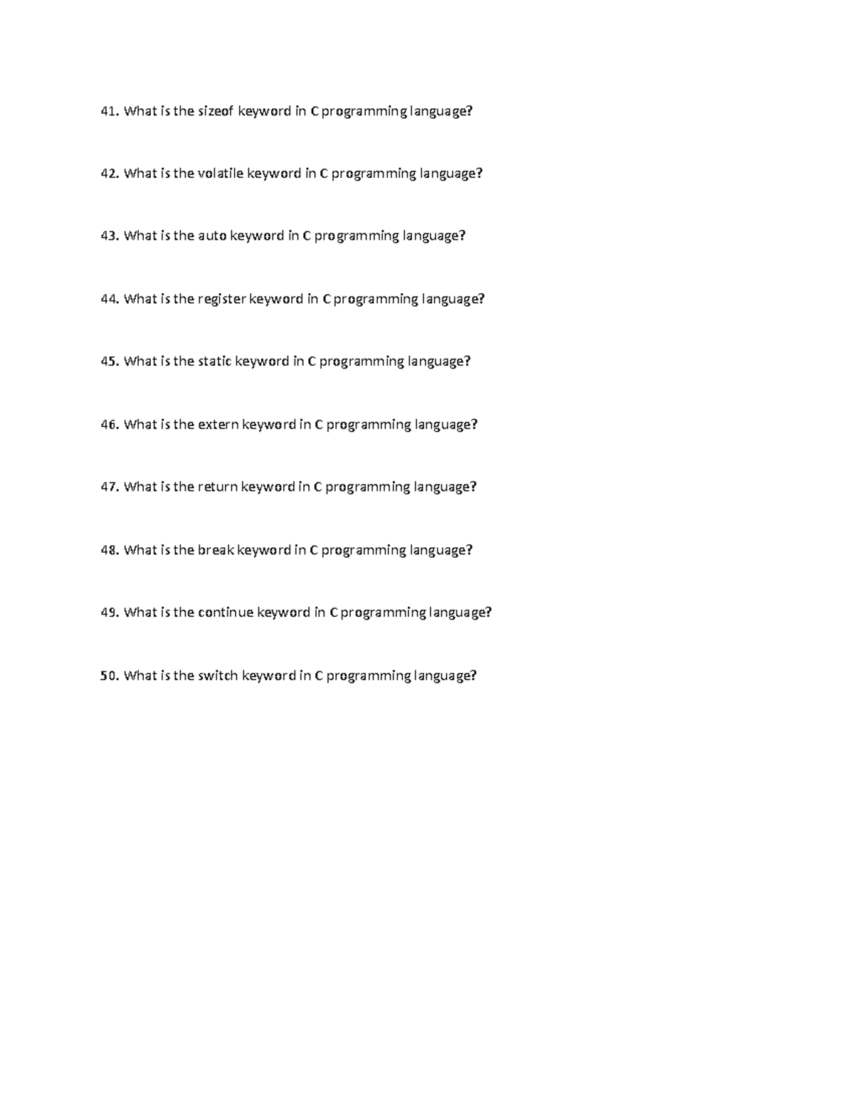 8p Practice Material What Is The Sizeof Keyword In C Programming Language What Is The