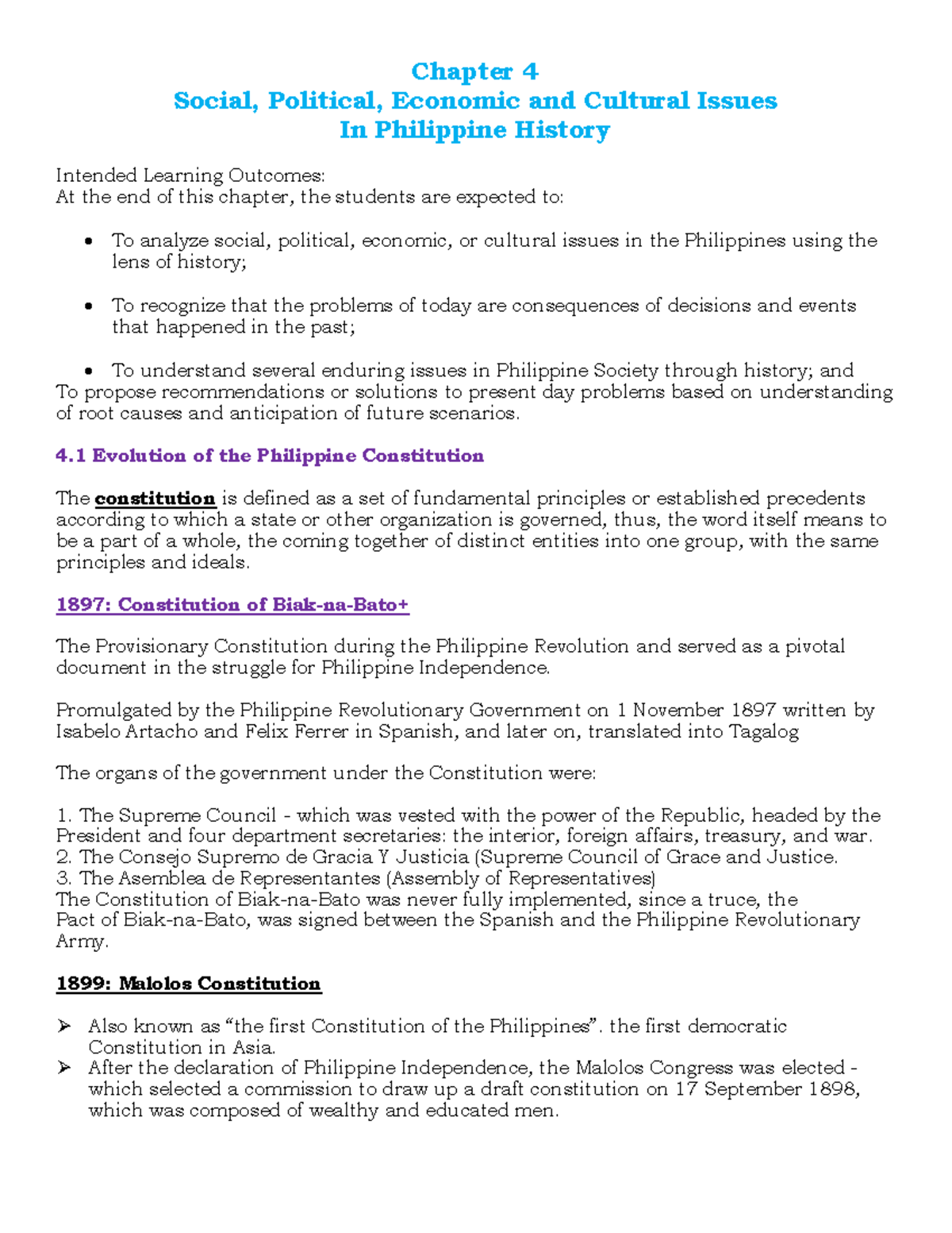 Chapter 4 Social Political Economic and Cultural Issue in Philippine ...