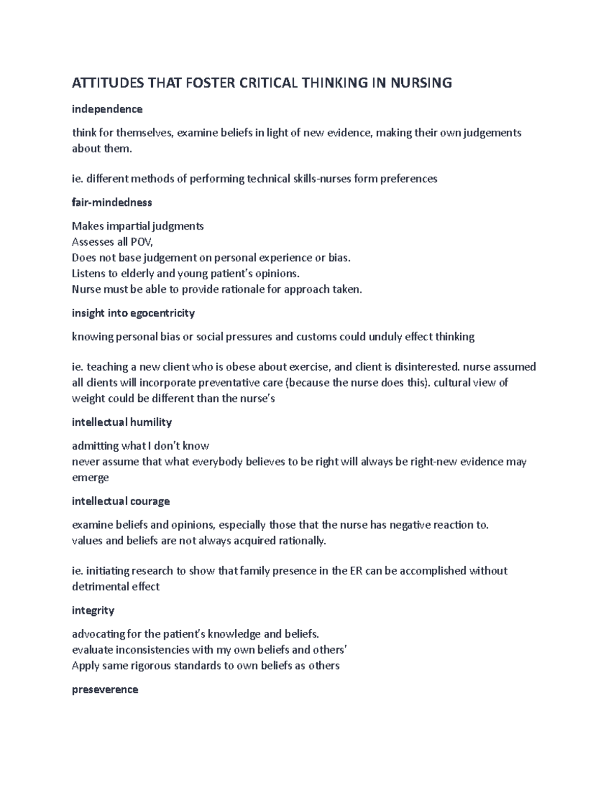Attitudes THAT Foster Critical Thinking IN Nursing - ATTITUDES THAT FOSTER CRITICAL THINKING IN ...