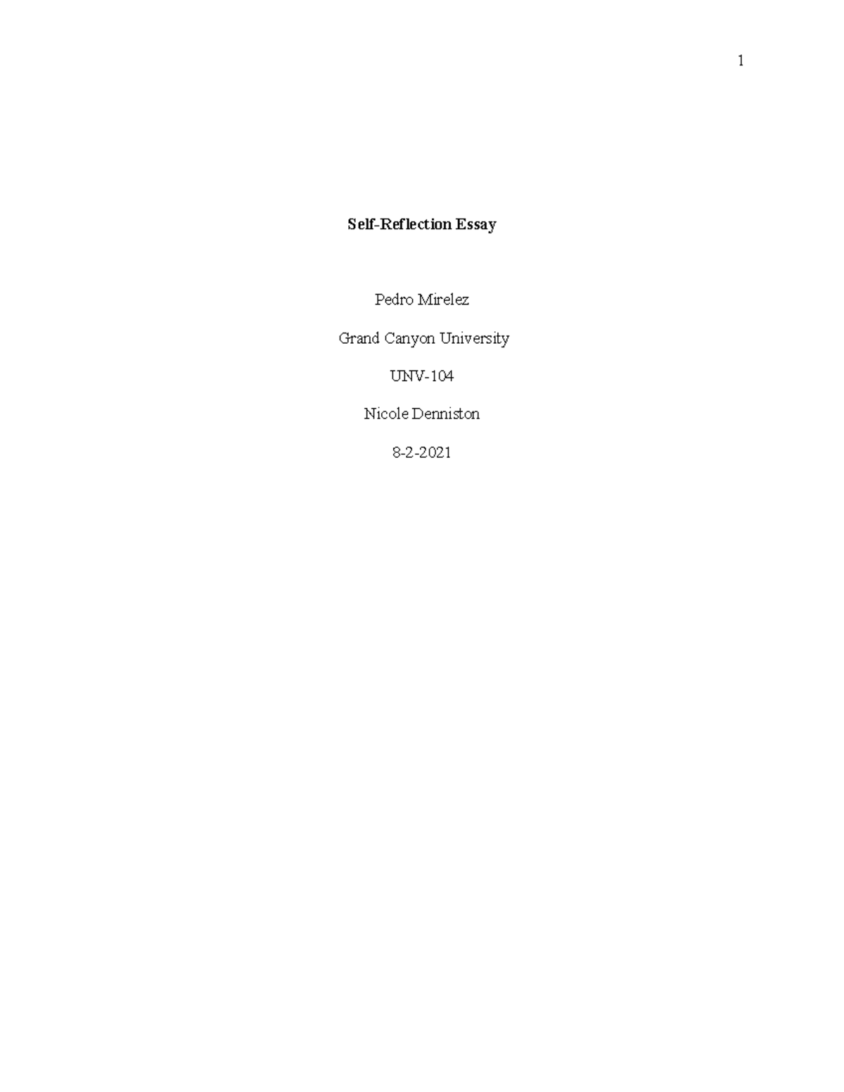 Self Reflection Essay for University Success - Self-Reflection Essay ...