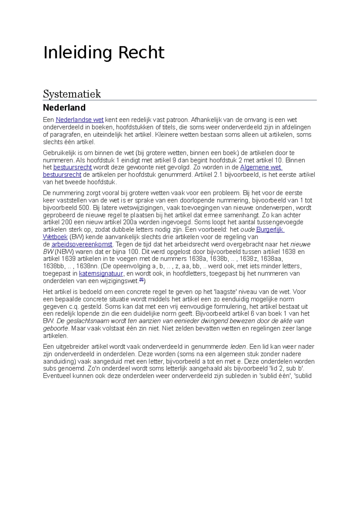 Inleiding Recht - Inleiding Recht Systematiek Nederland Een Nederlandse ...