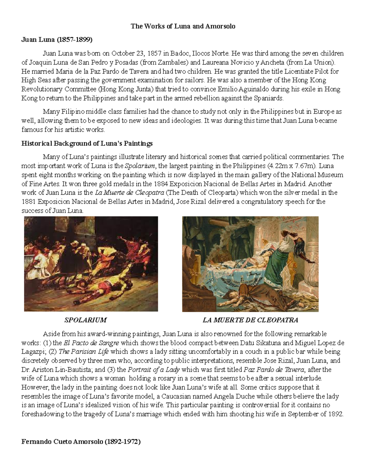 MOD The Works of Luna and Amorsolo - The Works of Luna and Amorsolo ...