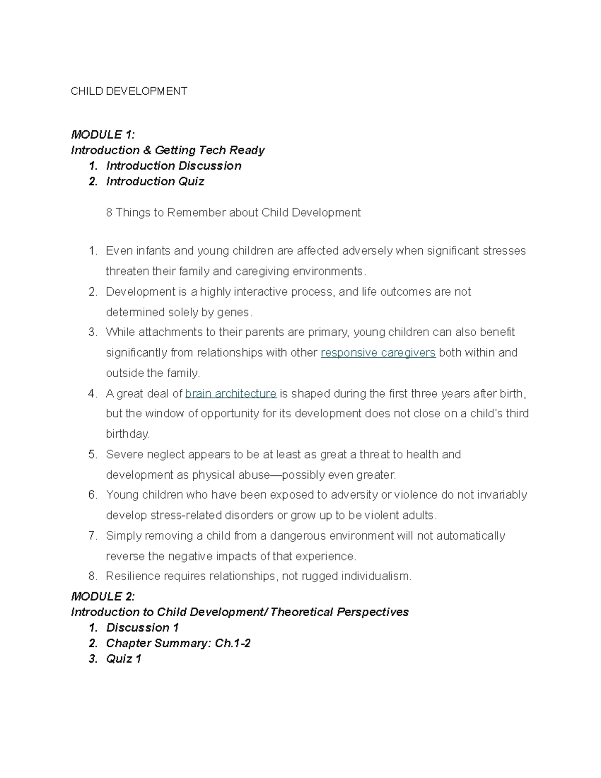 Child Development - notes doc x - CHILD DEVELOPMENT MODULE 1 ...