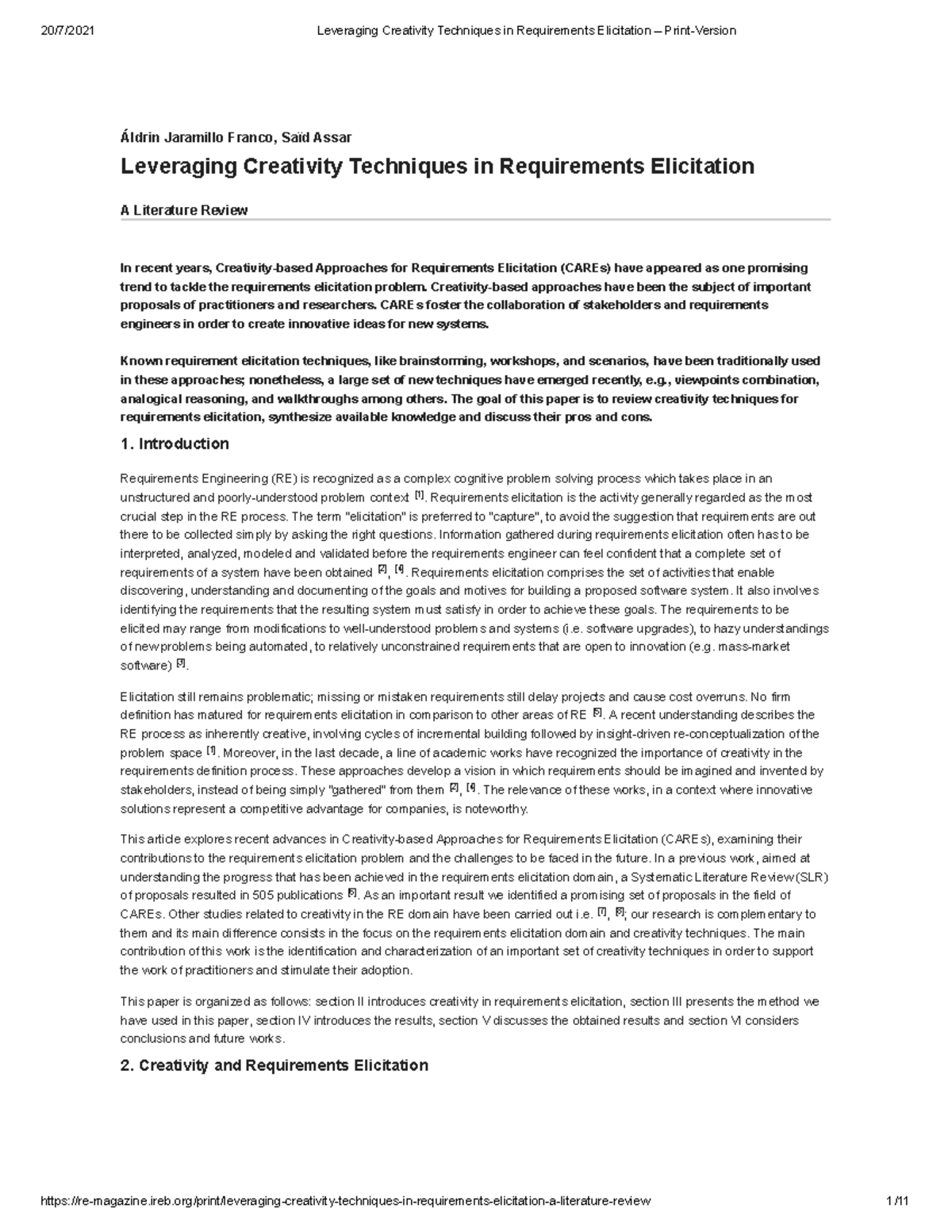2016-Leveraging Creativity Techniques in Requirements Elicitation ...