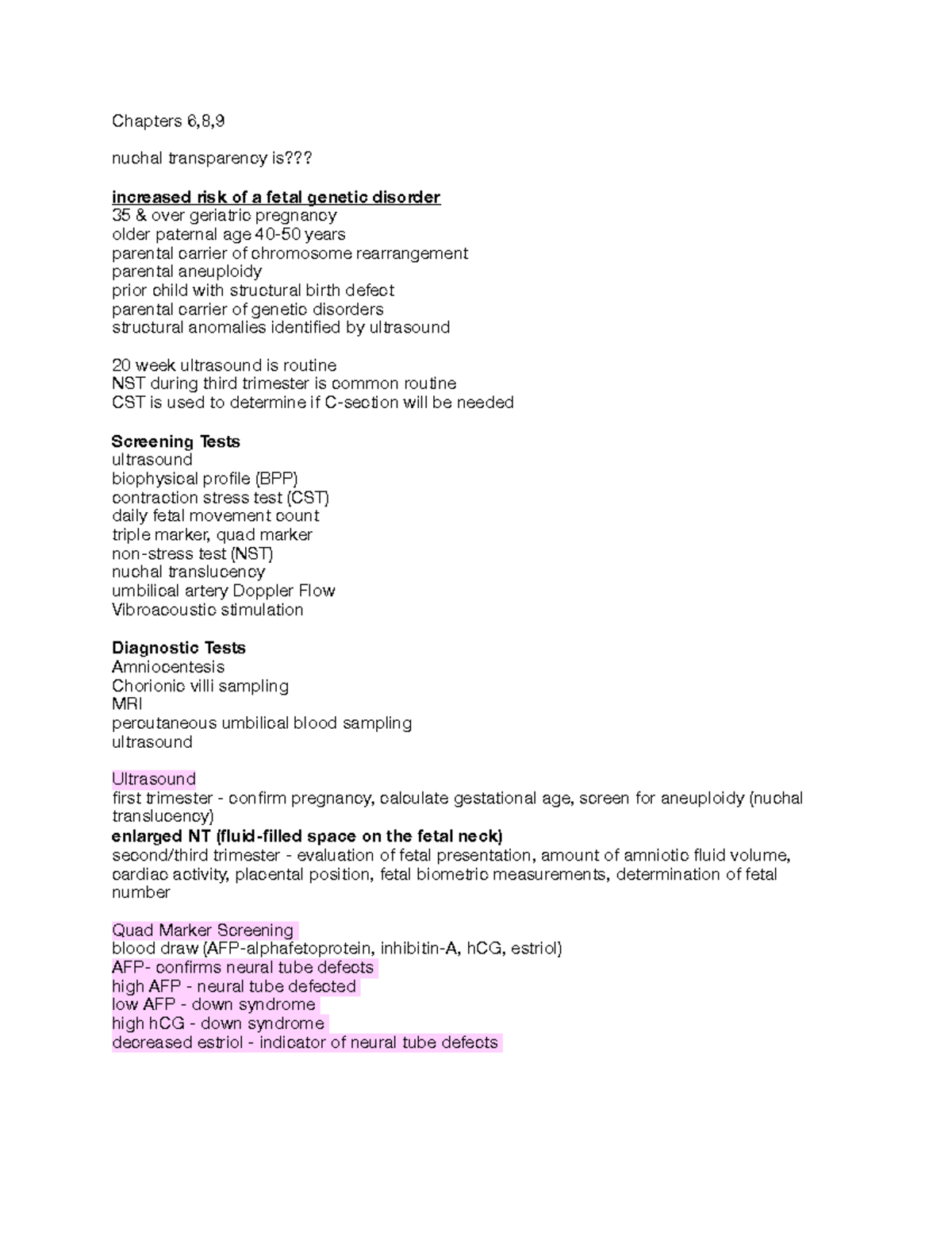 OB week 2 - Outline of notes that are the top topics for the exam ...