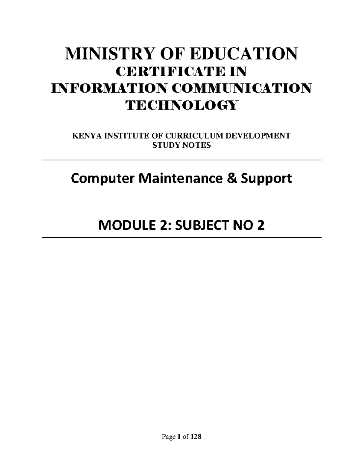Computer Maintenance and Support for the Technical and Vocational ...