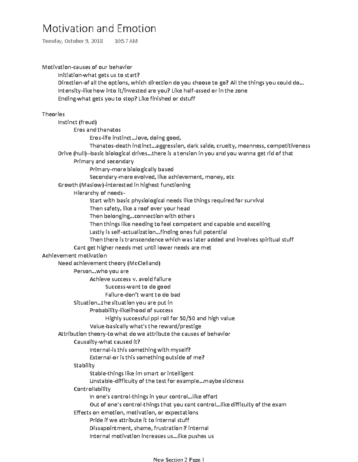 Motivation and Emotion - Motivation and Emotion Tuesday, October 9 ...