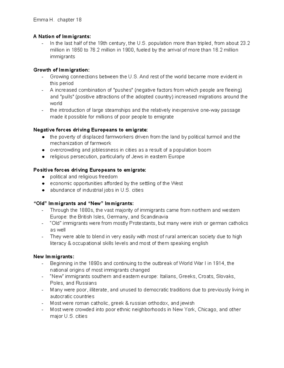 Amsco Chapter 18 - A Nation of Immigrants: - In the last half of the ...