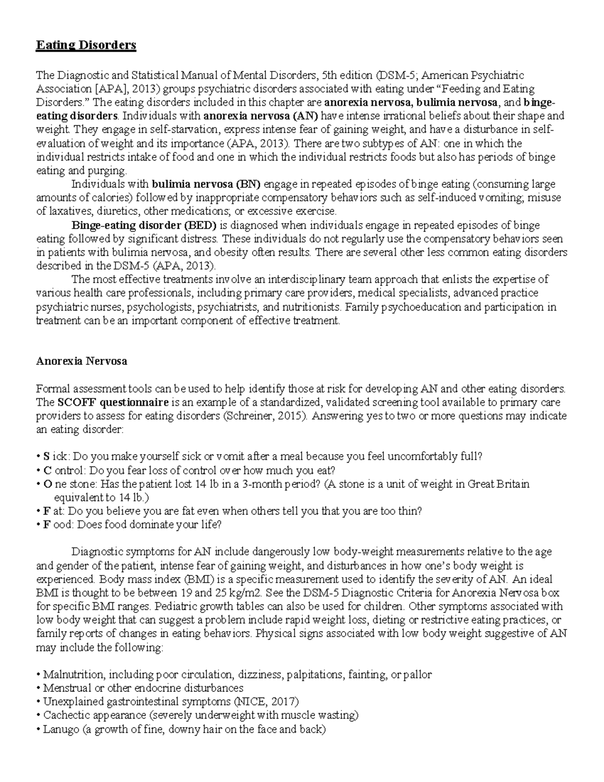 Eating disorder - note - Eating Disorders The Diagnostic and ...