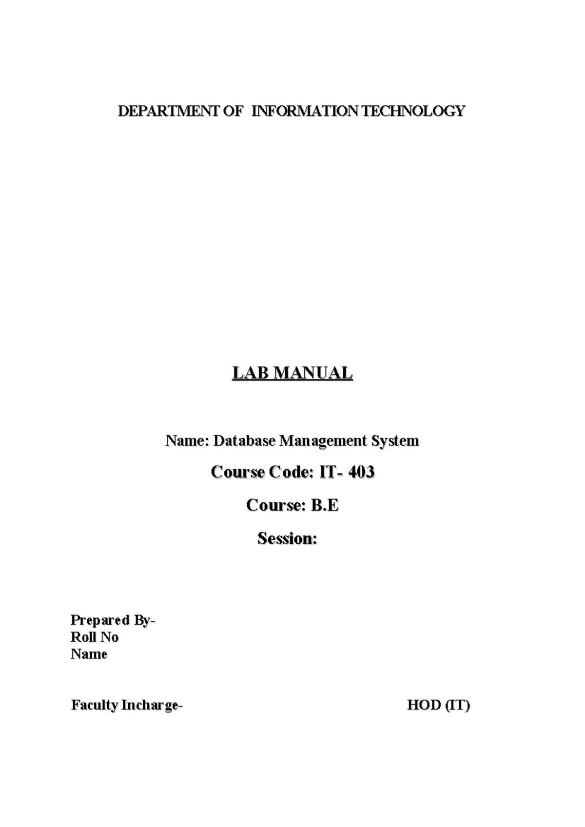 Lab-manual-dbms - lab manual of rgpv - DEPARTMENT OF INFORMATION ...