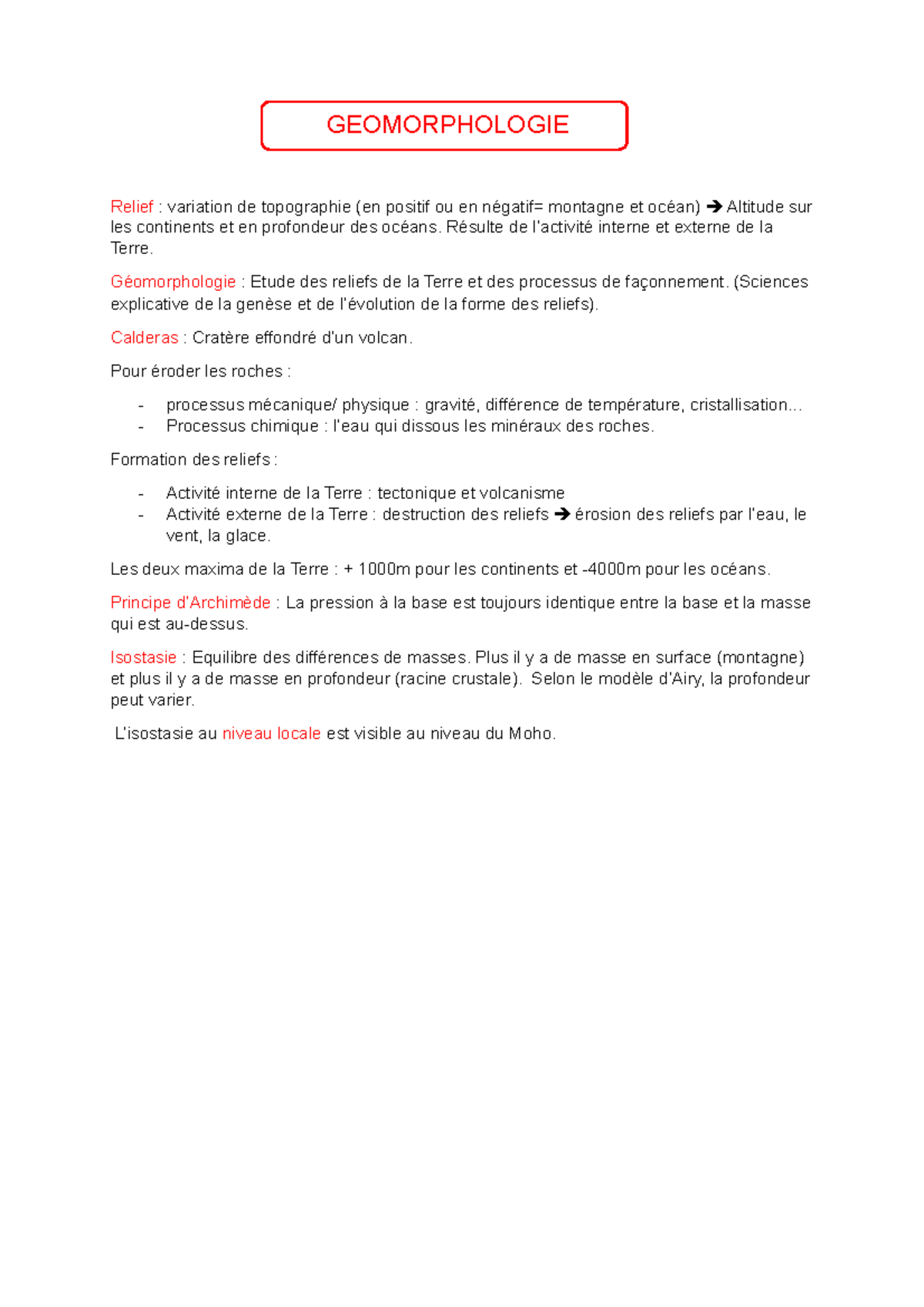Géomorphologie - GEOMORPHOLOGIE Relief : variation de topographie (en ...